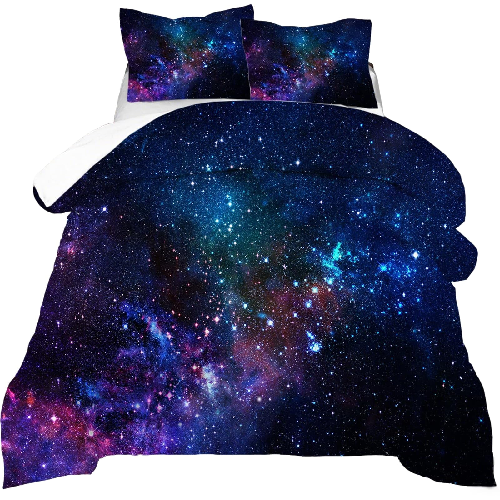 kxry Blue Purple 3D Galaxy Comforter Set Full Size Outer Space Starry ...