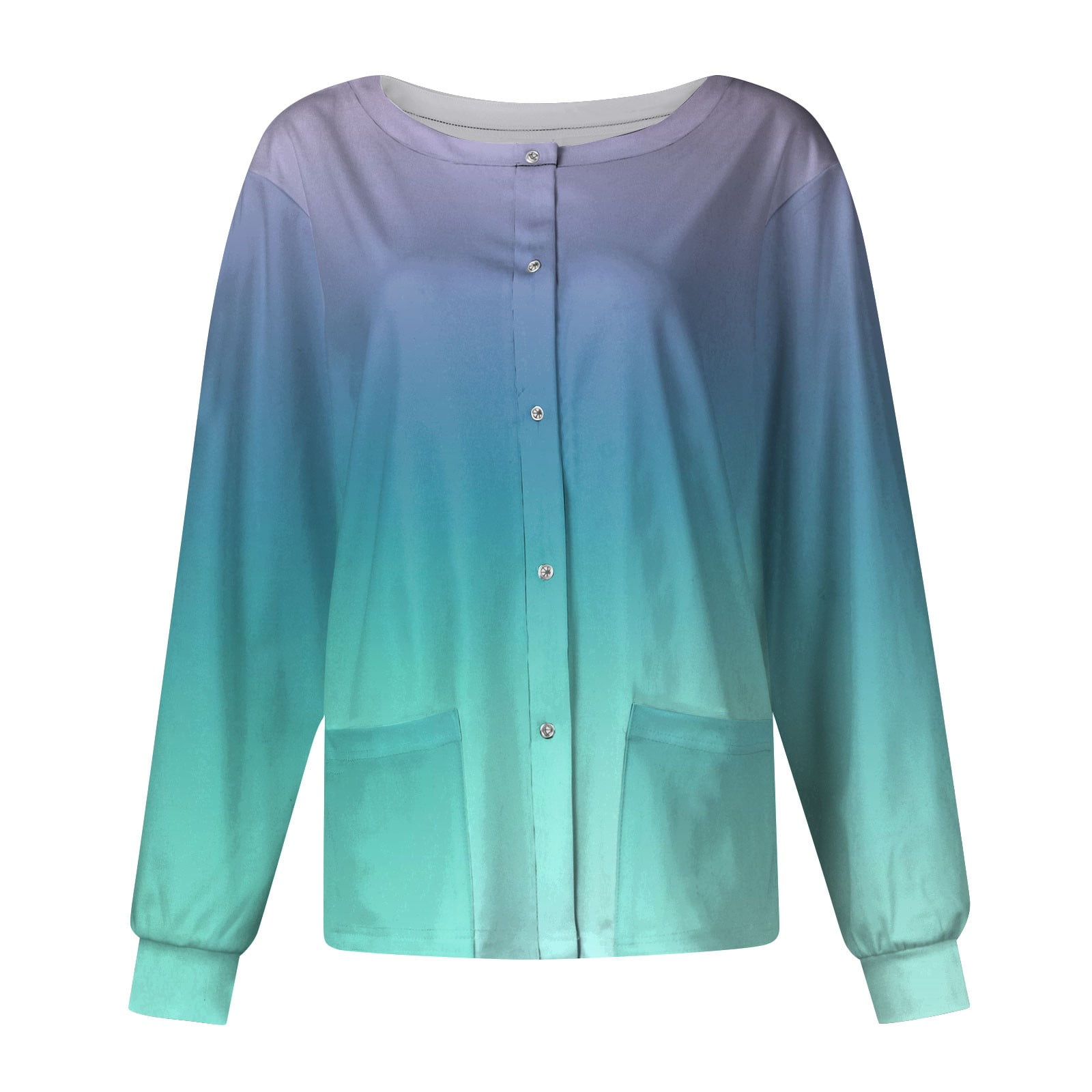 Topvent Women Long Sleeve Pattern Pocket Working Stand-up Collar Single ...