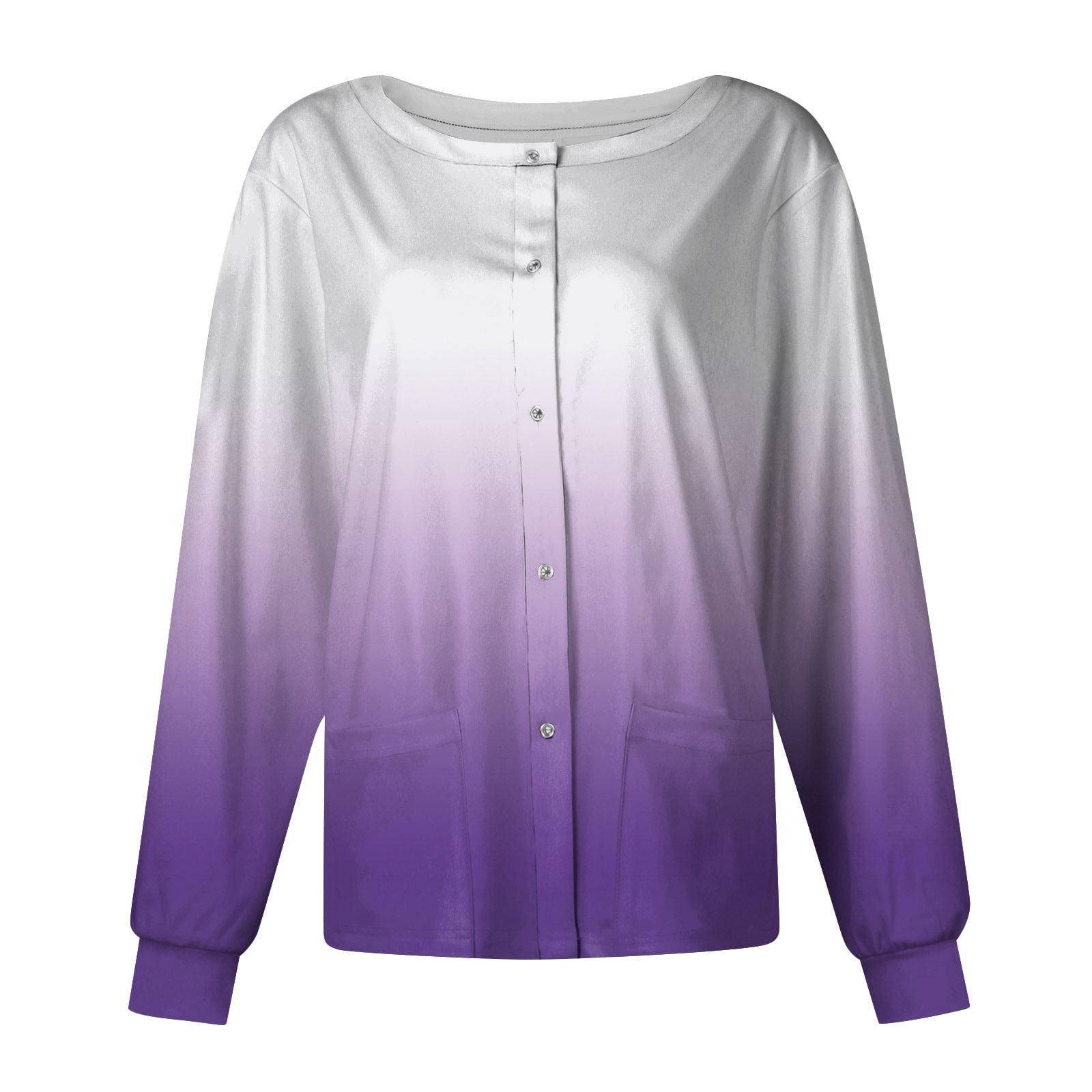 kytmyeq Women Long Sleeve Pattern Pocket Working Stand-up Collar Single ...