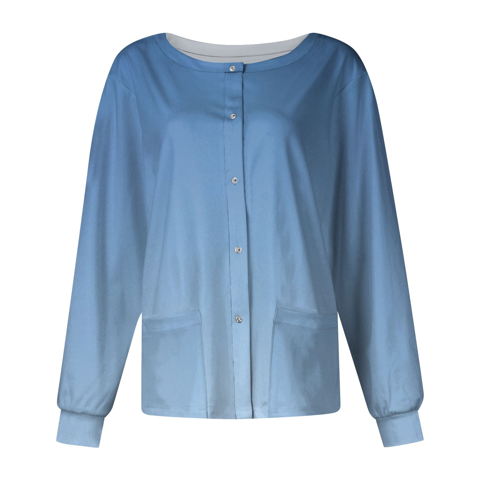 Topvent Women Long Sleeve Pattern Pocket Working Stand-up Collar Single ...