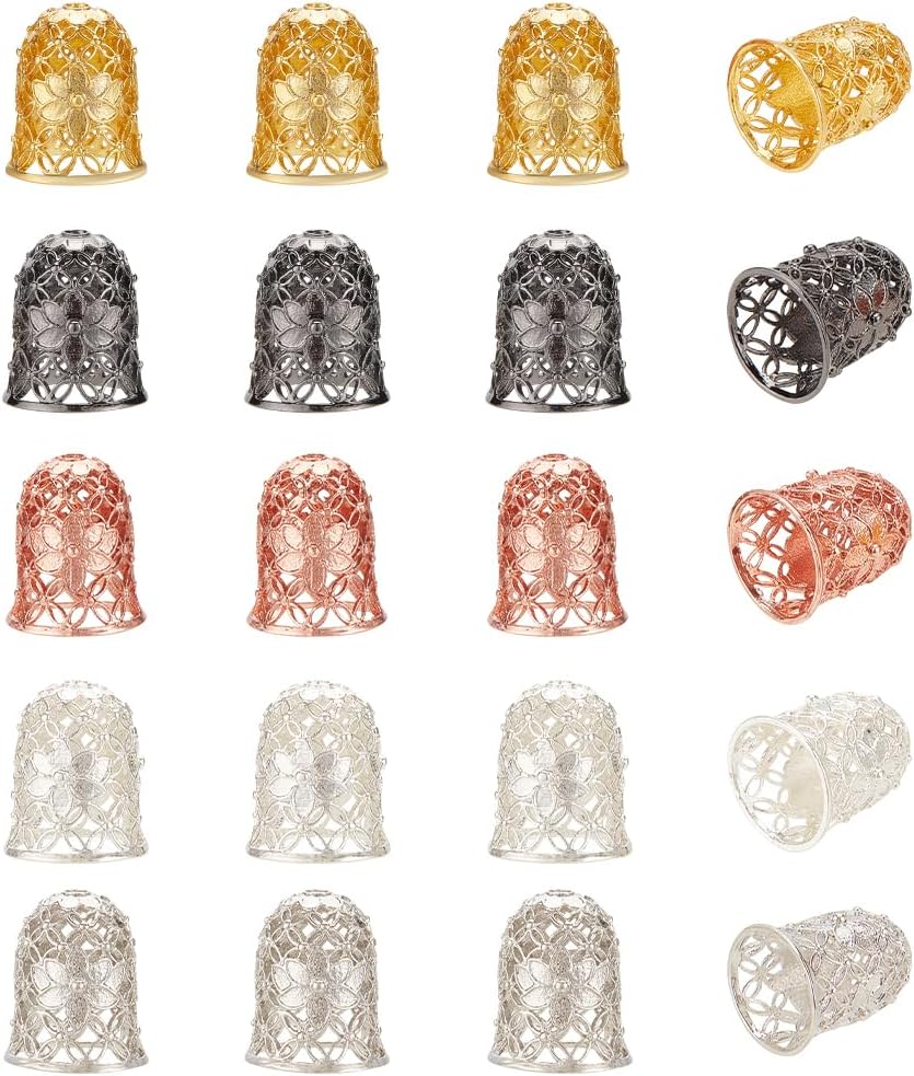 l 20 Pcs Bead Caps Alloy Hallow Bell Bead Cap Spacers 5 Colors Bead Cap ...