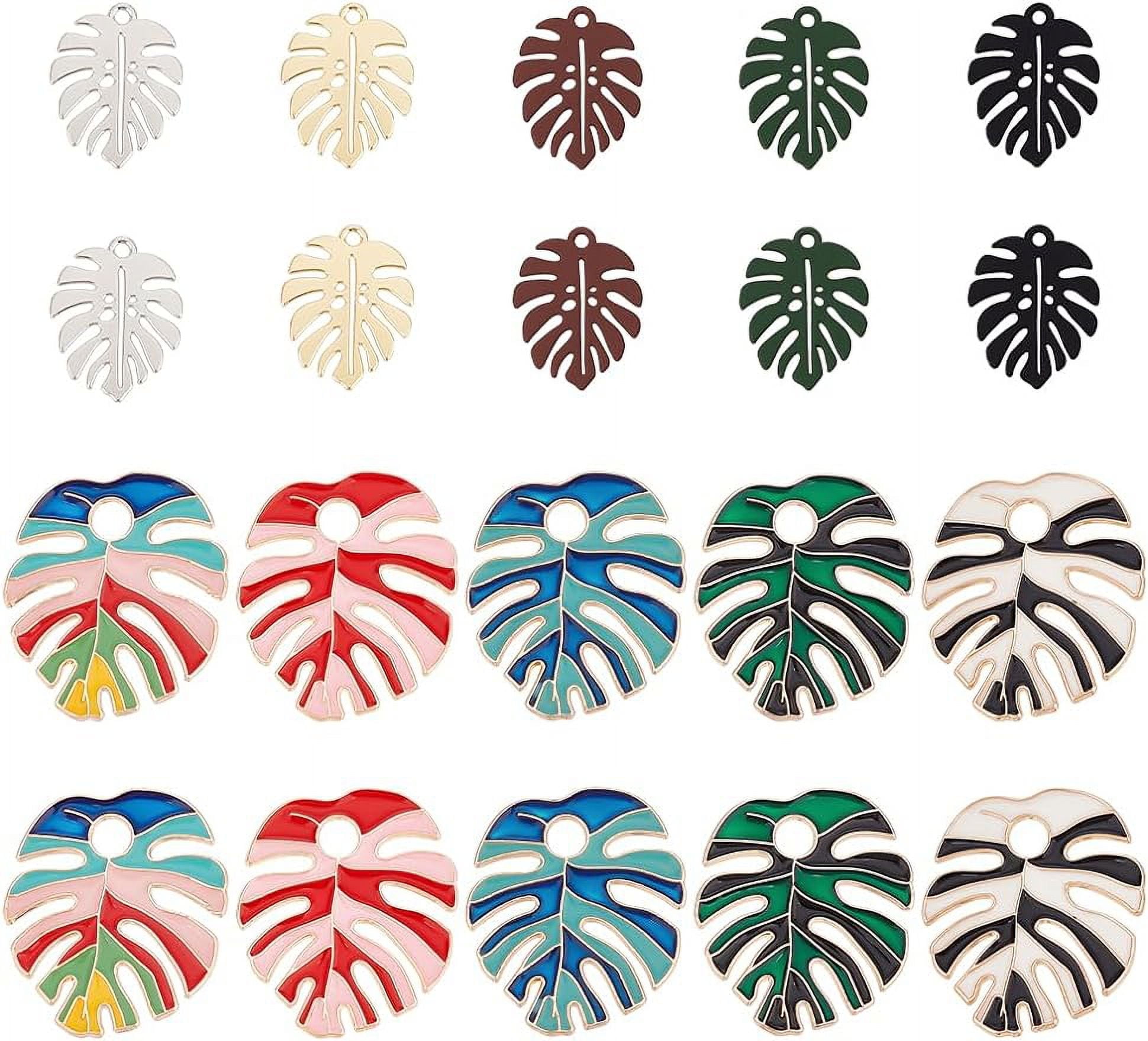 l 20pcs Enamel Tropical Leaf Charms 10 Style Monstera Leaf Charms ...
