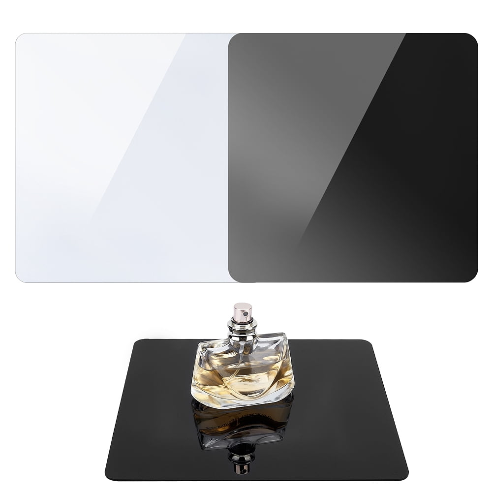 l 4pcs Acrylic Display Board White Black Reflective Table Riser ...