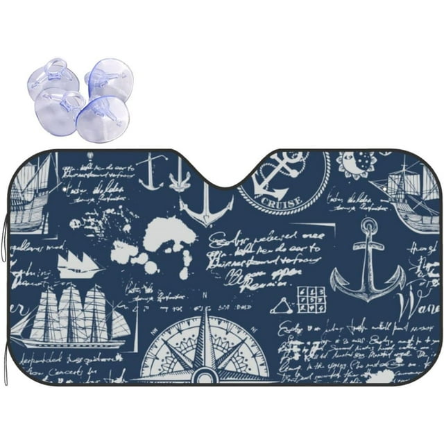 l Adventure Map Pattern Car Sun Shade Front Window Sunshade for Most ...