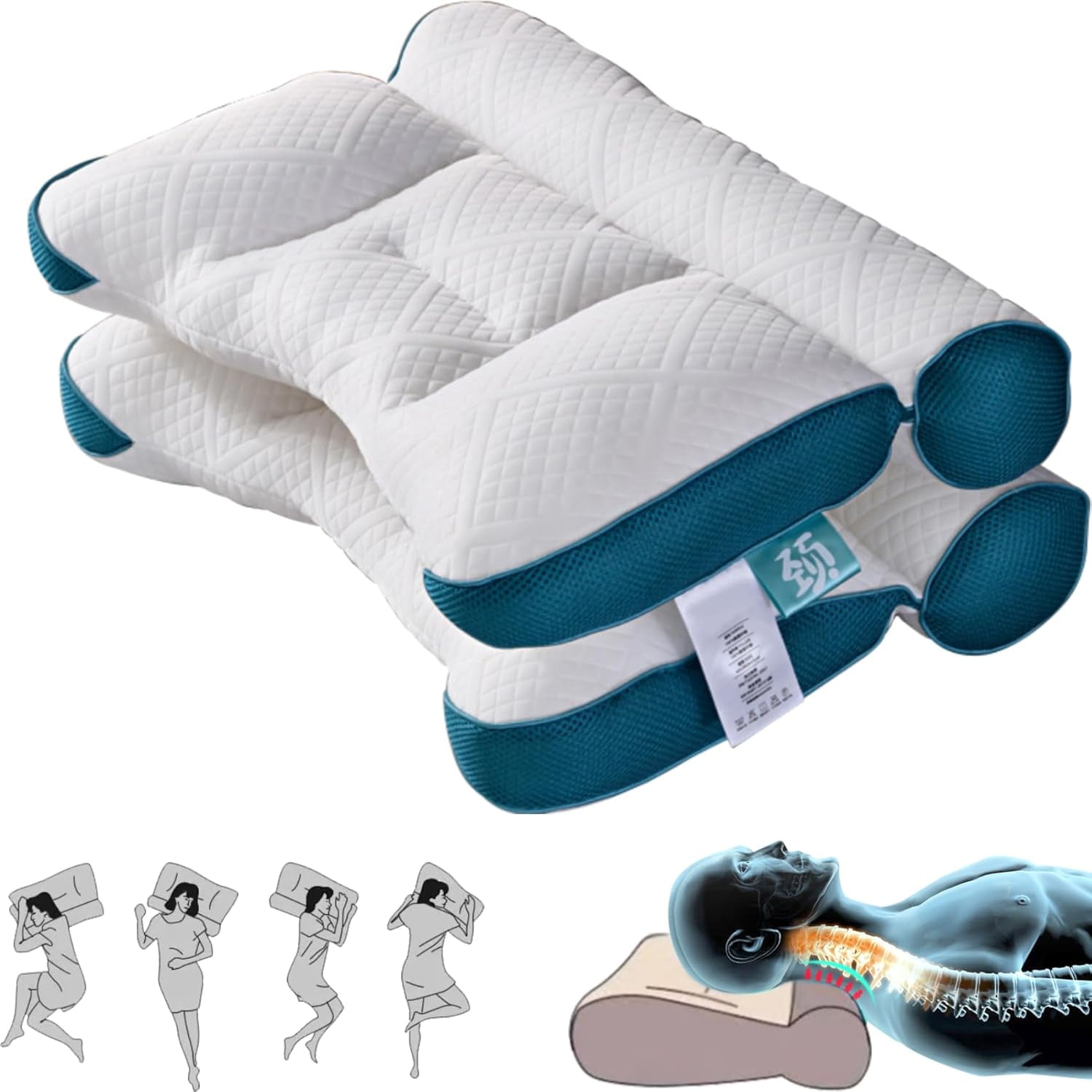 l Pillow - Cervical Support Comfort Goose Down Pillow for Cervical Pain ...