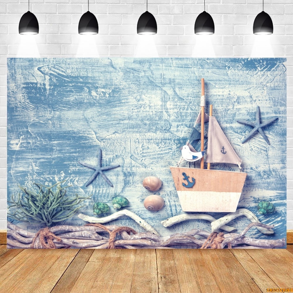 l Rudder Star Sea Theme Baby Birthday Portrait Photography Backdrop ...