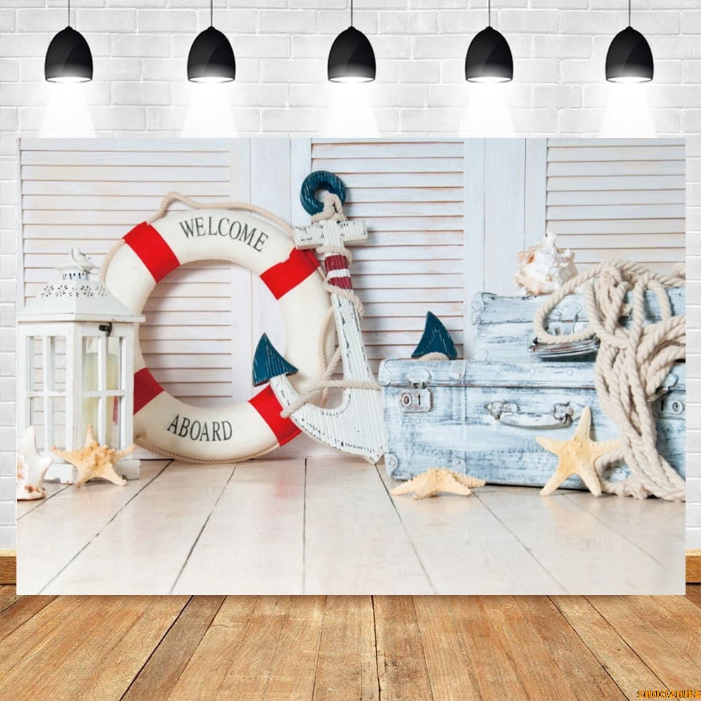 l Rudder Star Sea Theme Baby Birthday Portrait Photography Backdrop ...