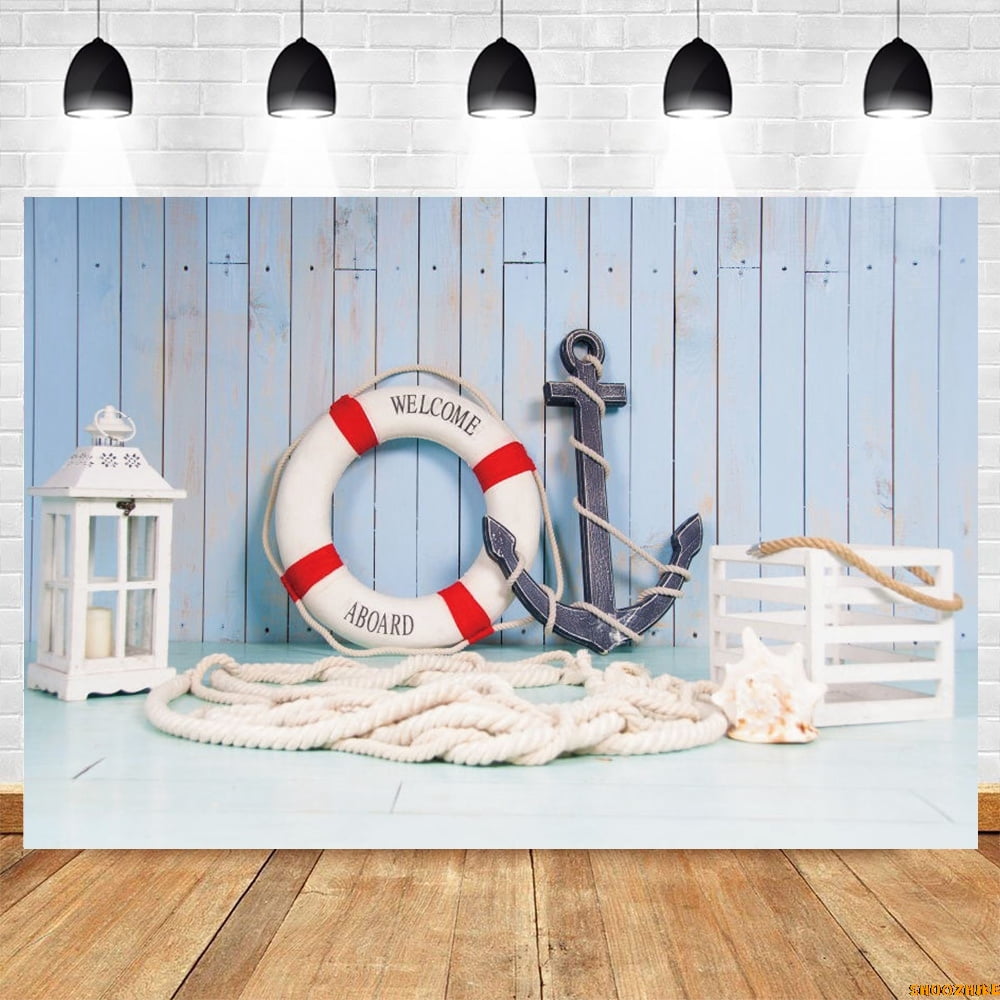 l Rudder Star Sea Theme Baby Birthday Portrait Photography Backdrop ...