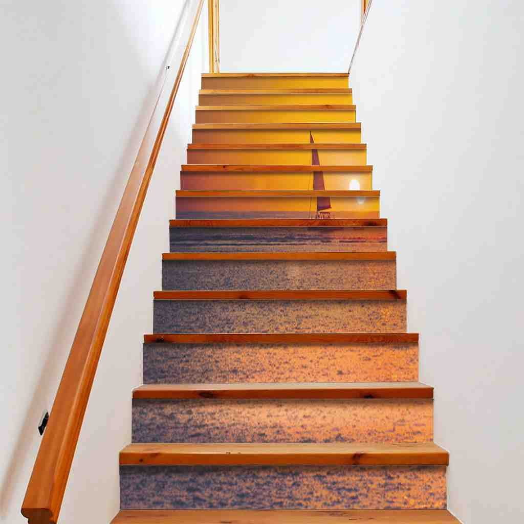 l Sailboat Stair Stickers Ocean Adventure Staircase Decals Sea Voyage ...