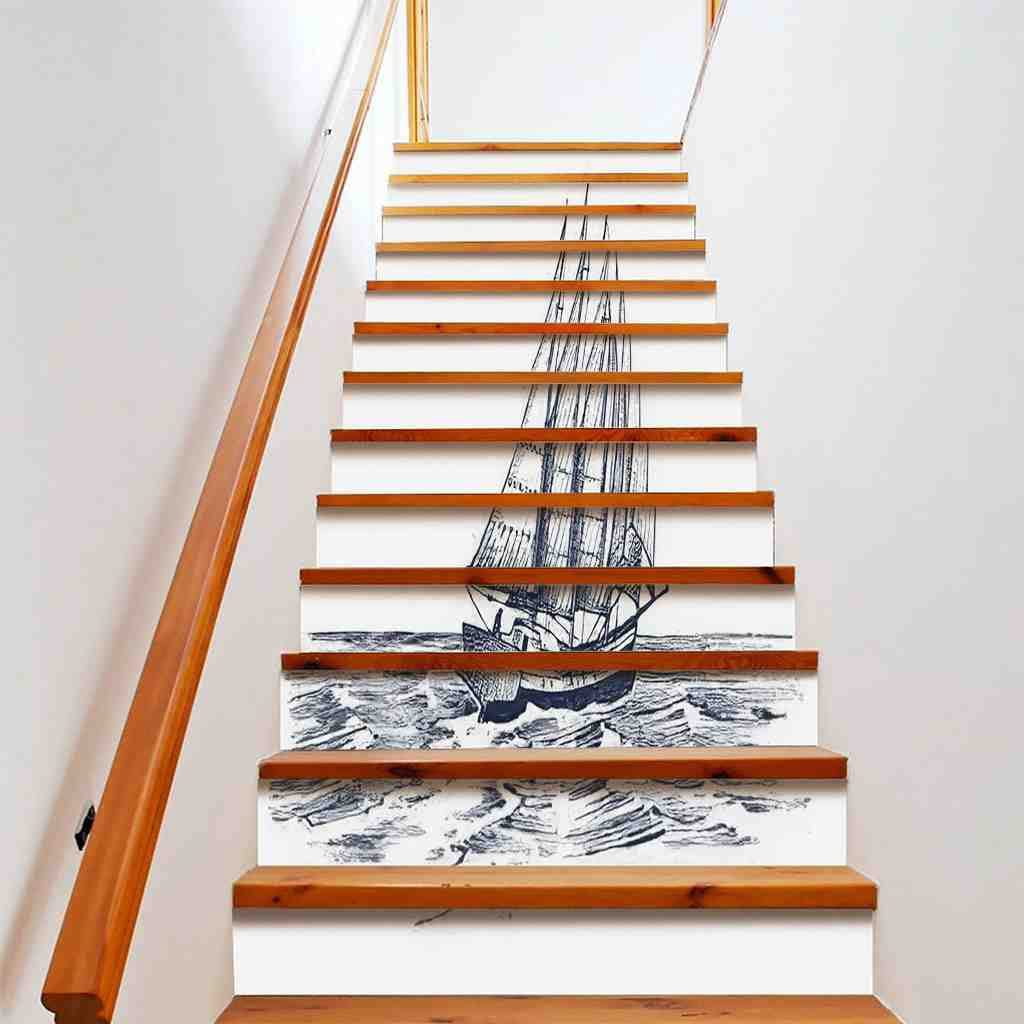 l Sailboat Stair Stickers Ocean Adventure Staircase Decals Sea Voyage ...