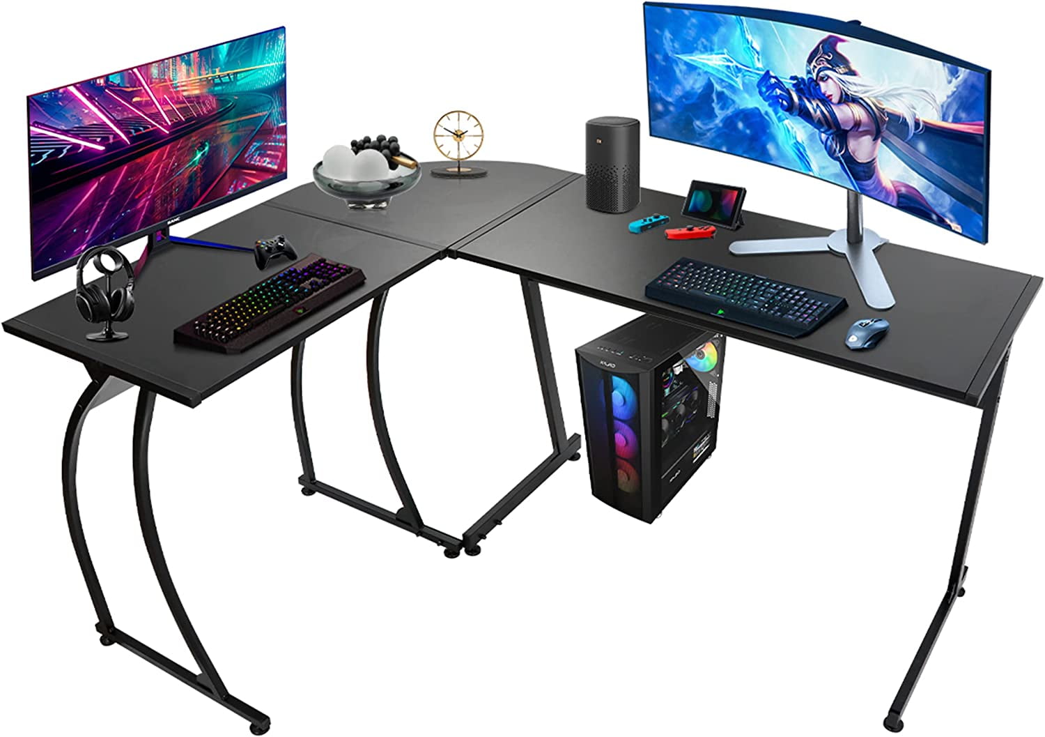 L-Shape 58.1in Corner Computer Desk Home Office PC Laptop Table ...