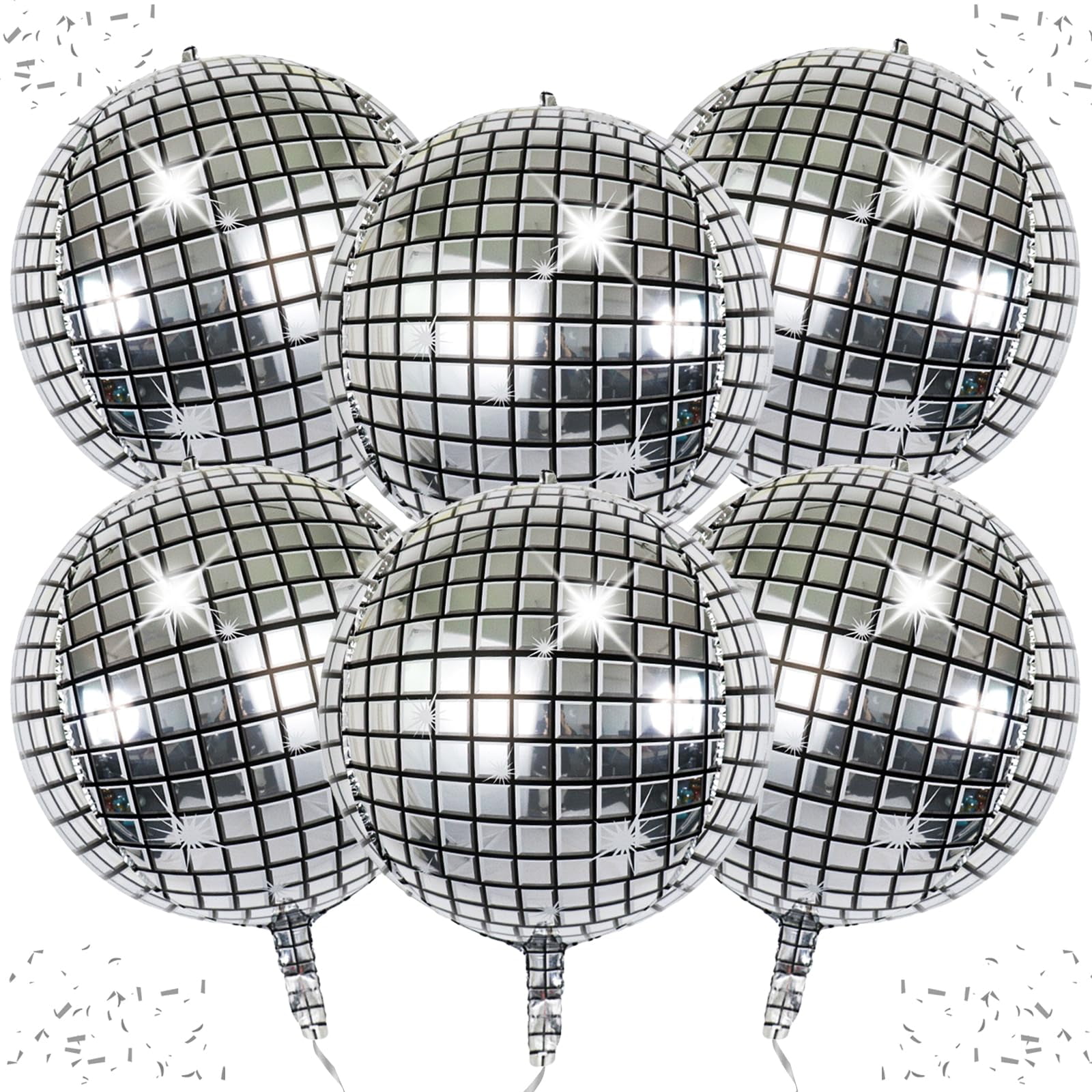 laackys disco ball, 6-pack 22 inch silver disco ball balloon ...
