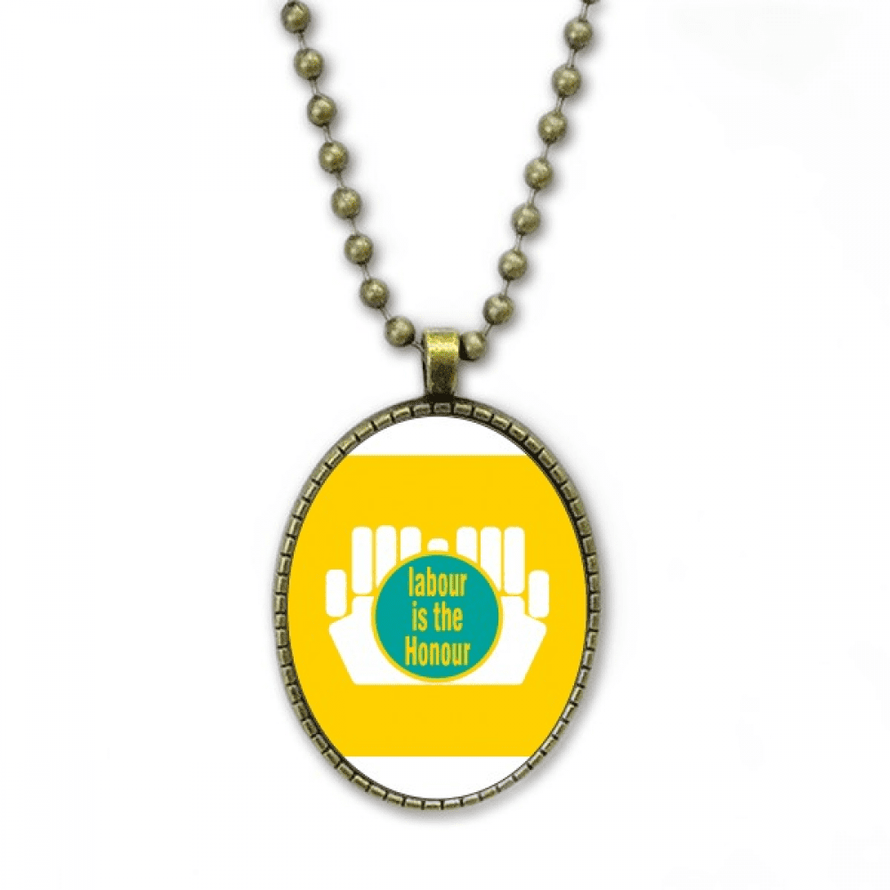 labor work praise art deco fashion necklace vintage chain bead pendant ...