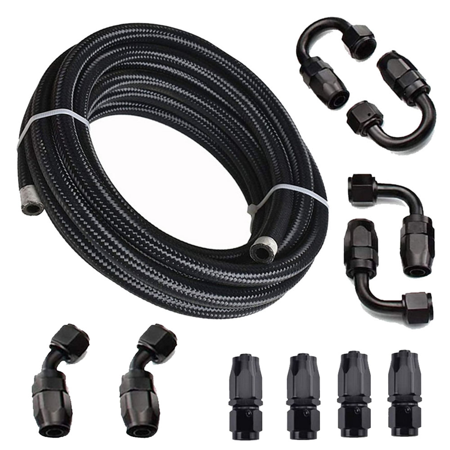 labwork 10AN 20FT Fuel Line Hose Kit Nylon Stainless Steel Braided CPE ...