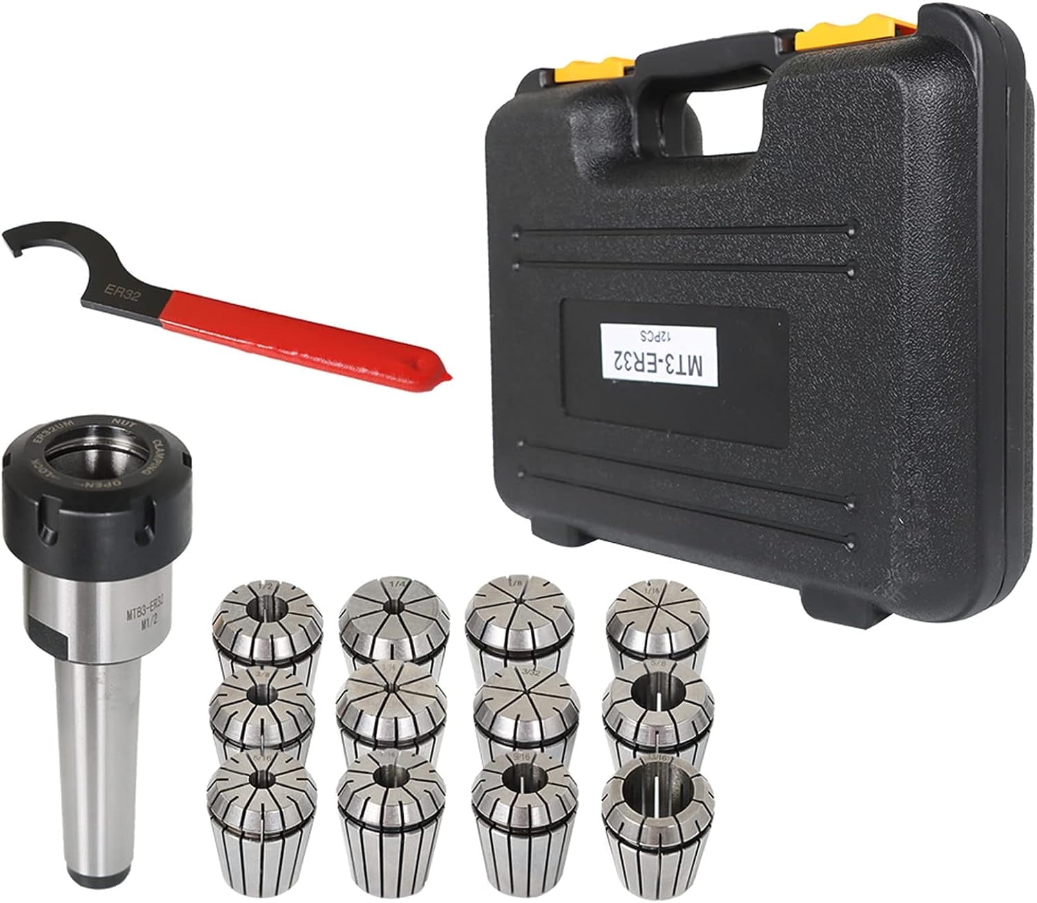 labwork 14Pcs ER-32 MT3 Chuck Spring Collet Chuck Set with Collets 1/16 ...