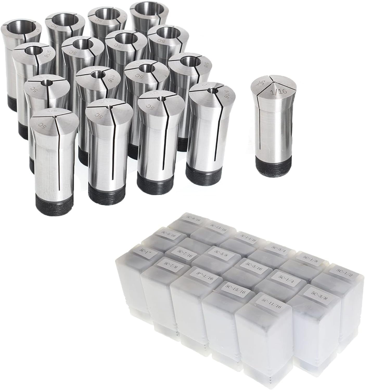 labwork 17 Pcs 5C Collet Set, 1/8 Inch-1-1/8 Inch Precision Collet ...