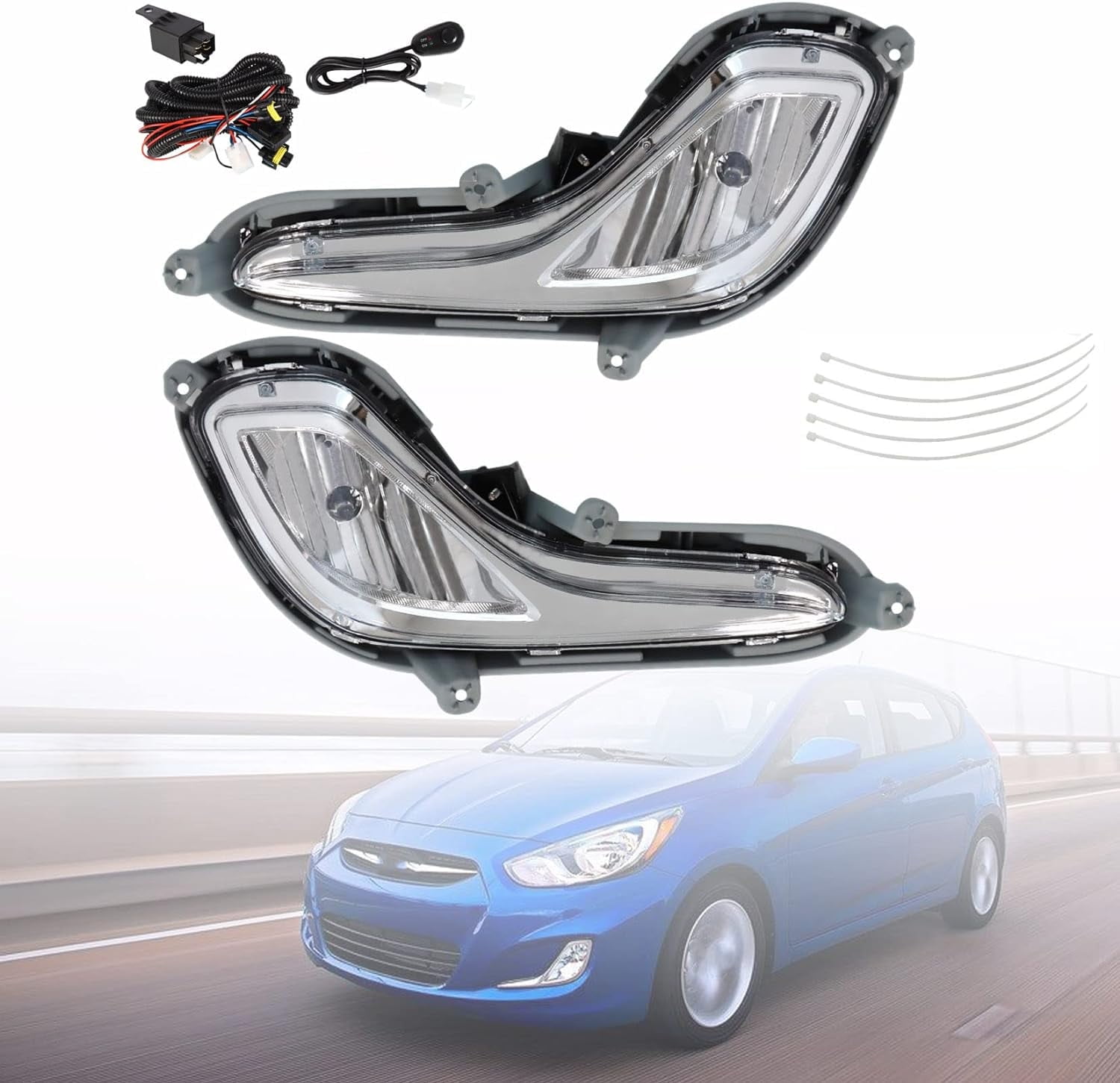labwork 2-Pack Clear Bumper Fog Lights Assembly with Bulbs and Switch ...