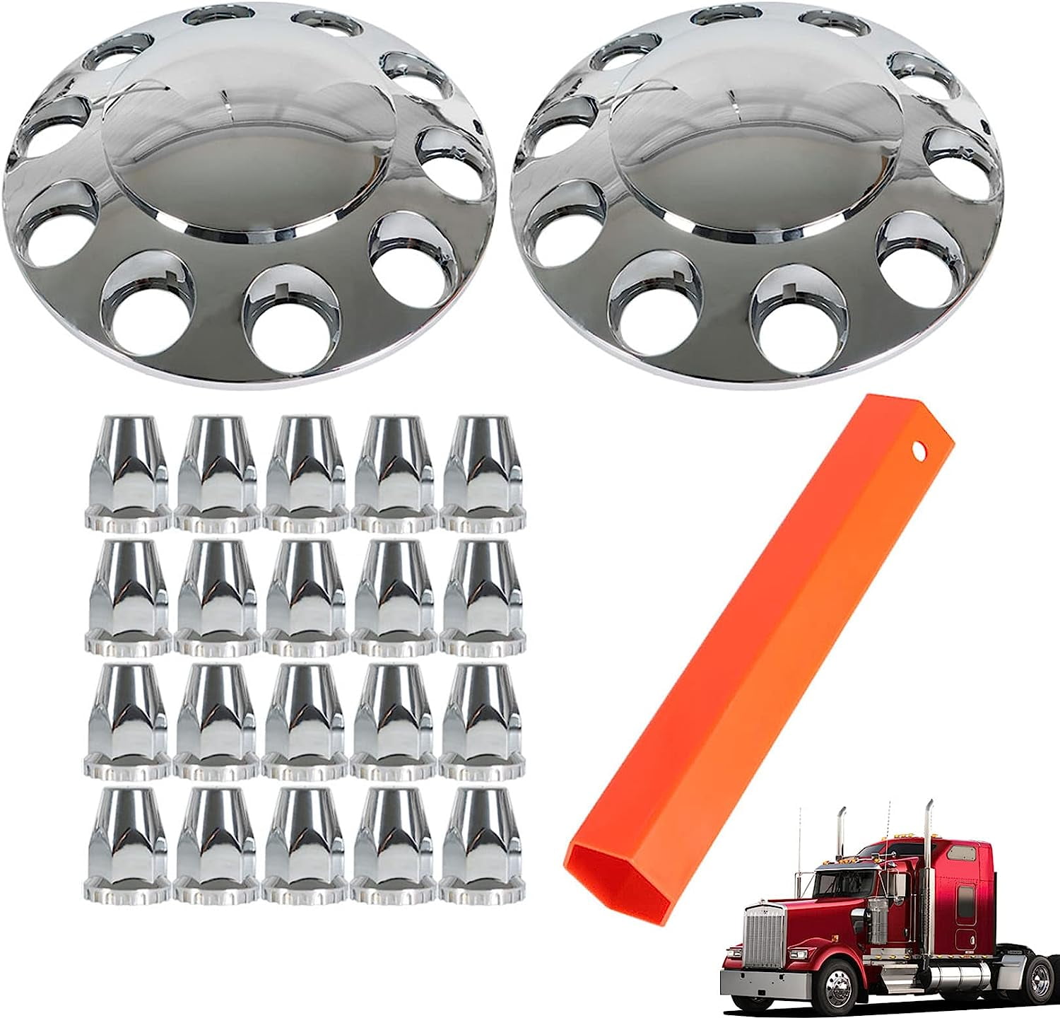 labwork 2-Pack Wheel Hub Covers Axle and 33mm Nut Covers Plastic Chrome ...