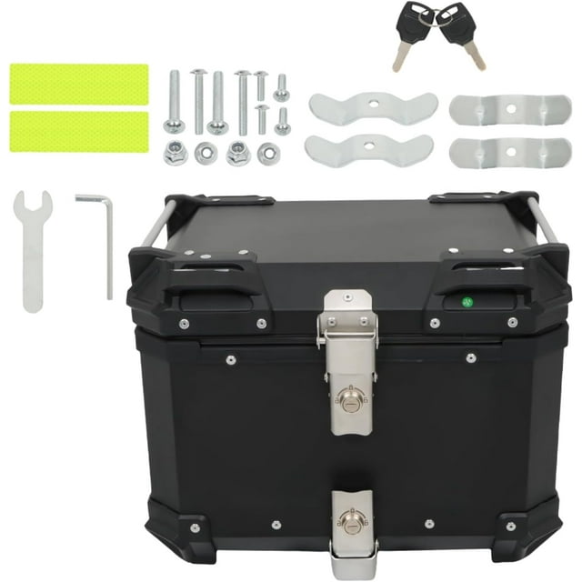 labwork 45L Motorcycle Top Case Tail Box with Mounting Plate Hard Aluminum Alloy Watertightness ...