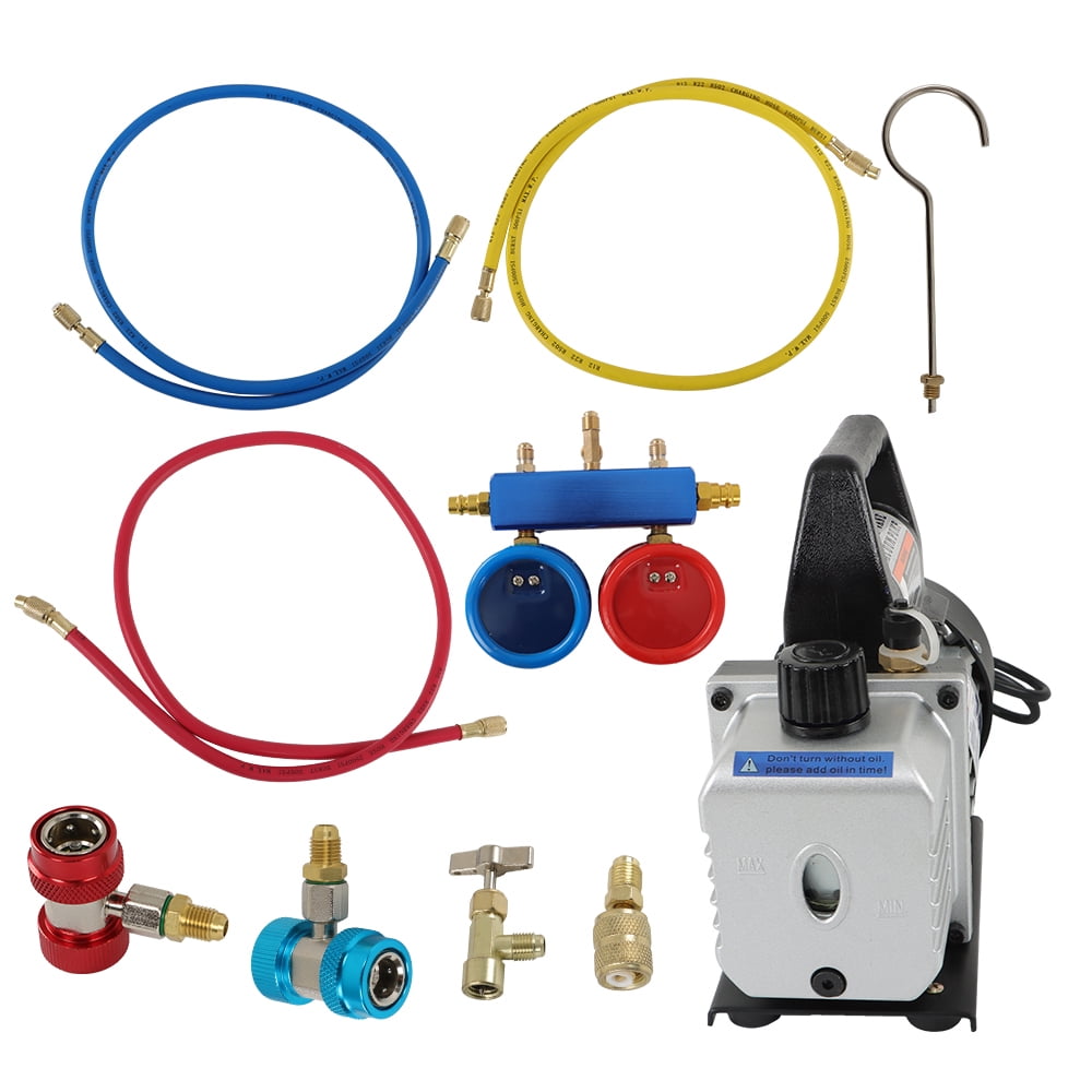 labwork 5pa 1720 RPM 3 CFM Air Vacuum Pump AC Gauge Set Combo HVAC ...