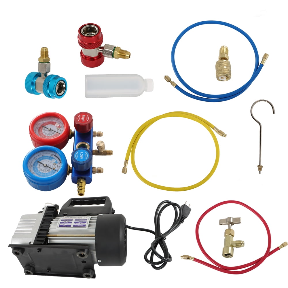 labwork 5pa 1720 RPM 3 CFM Air Vacuum Pump AC Gauge Set Combo HVAC ...