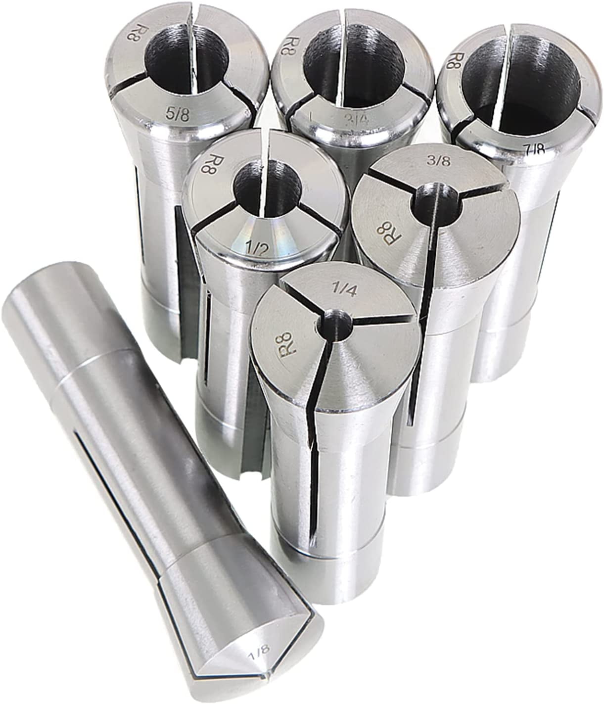 labwork 7Pcs Mill Collets Set Mill Chuck Holder Kit 1/8-7/8 R8 Collet ...
