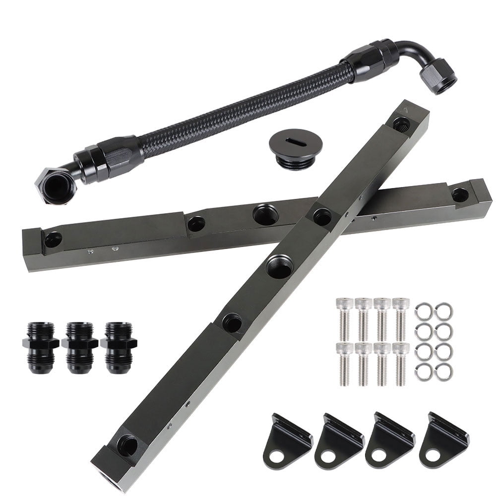 labwork 8AN Fuel Rails Kit with Fittings & Crossover Hose Replacement ...
