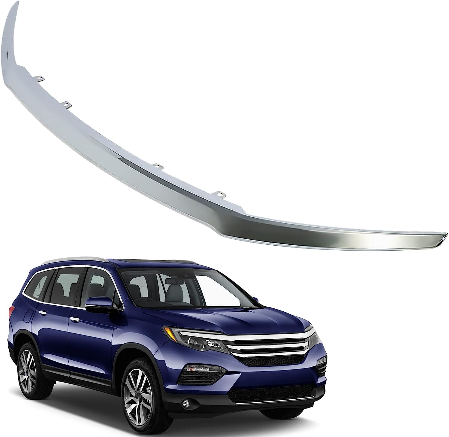 labwork Chrome Silver For Honda Pilot 2016 17 Front Bumper Upper Grille ...