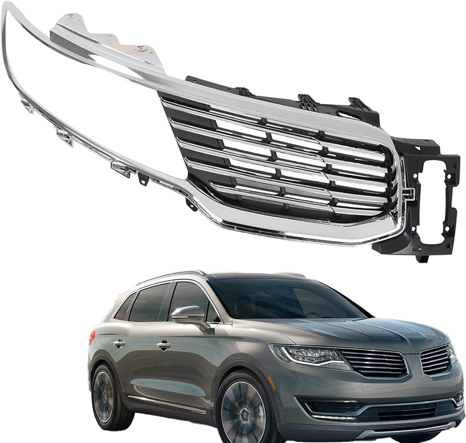 labwork Front Bumper Grille Driver Right Side Grill Chrome Replacement ...