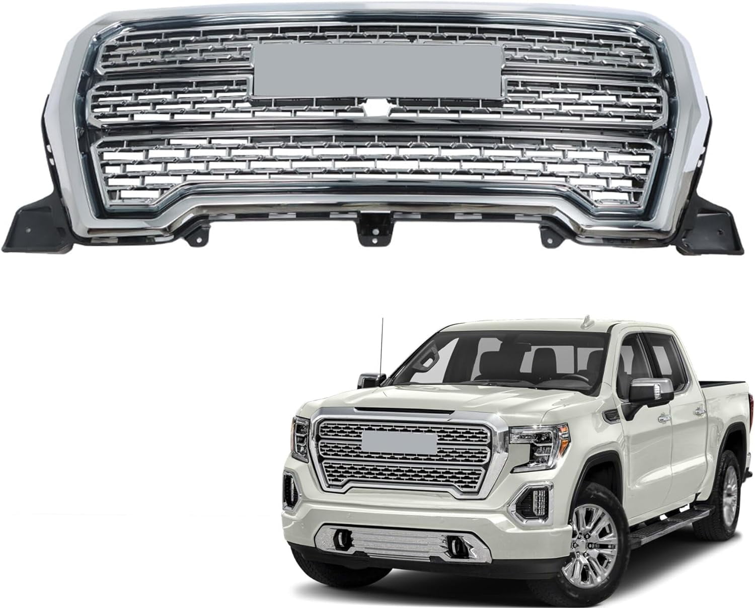 labwork Front Bumper Grille Upper Grill Assembly Chrome Replacement for ...