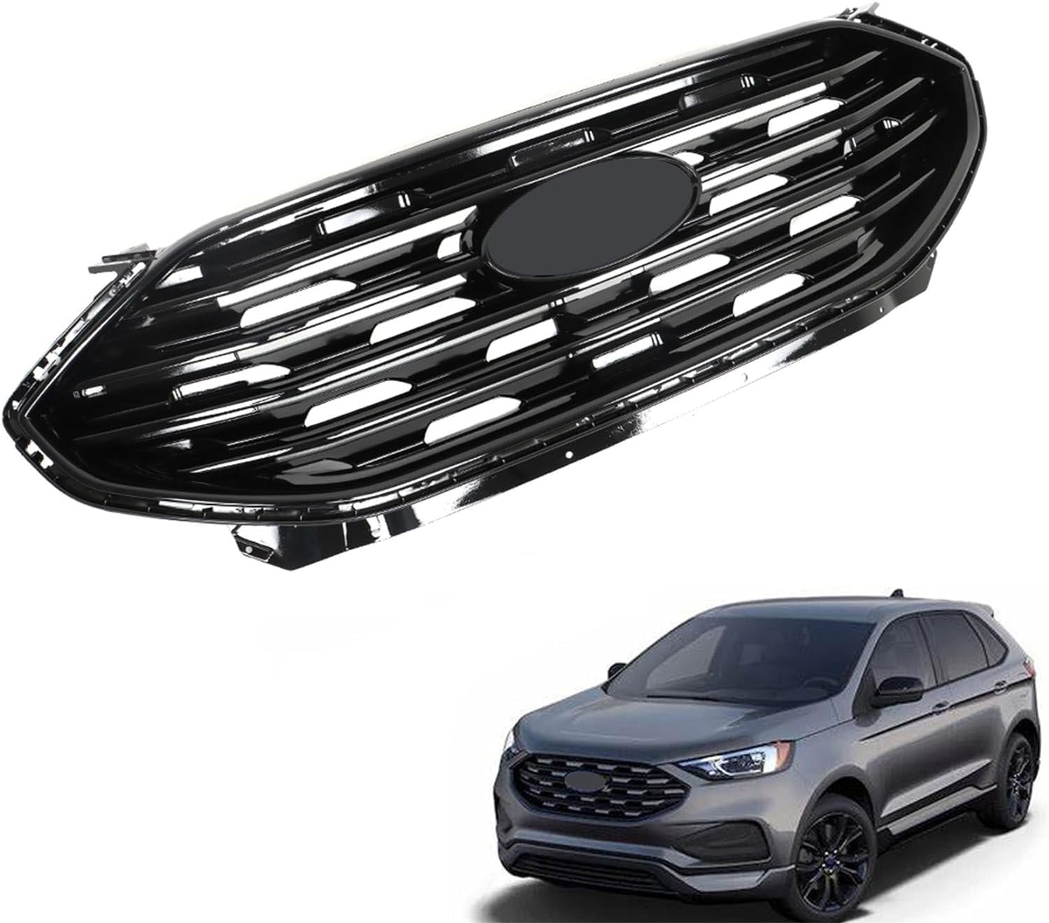 labwork Front Bumper Hood Grille Upper Grill Glossy Black Replacement ...