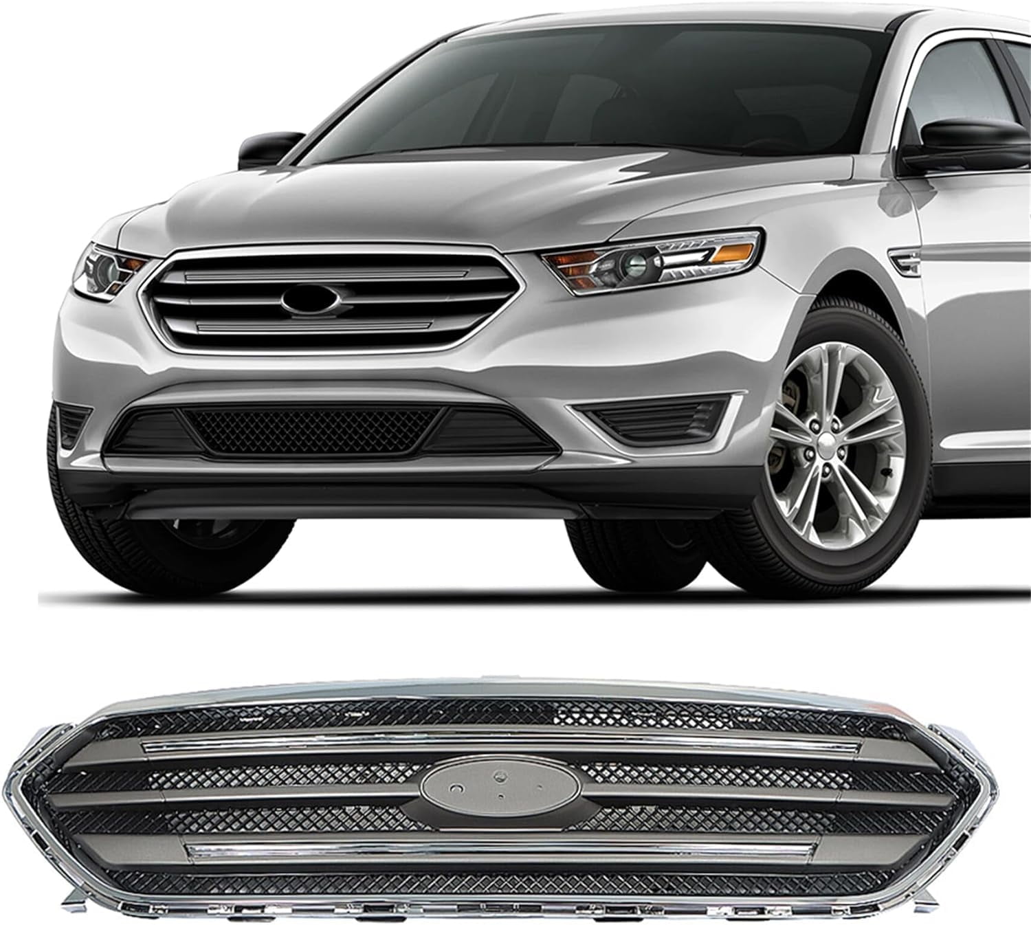 labwork Front Bumper Upper Grille Black and Chrome Replacement for ...