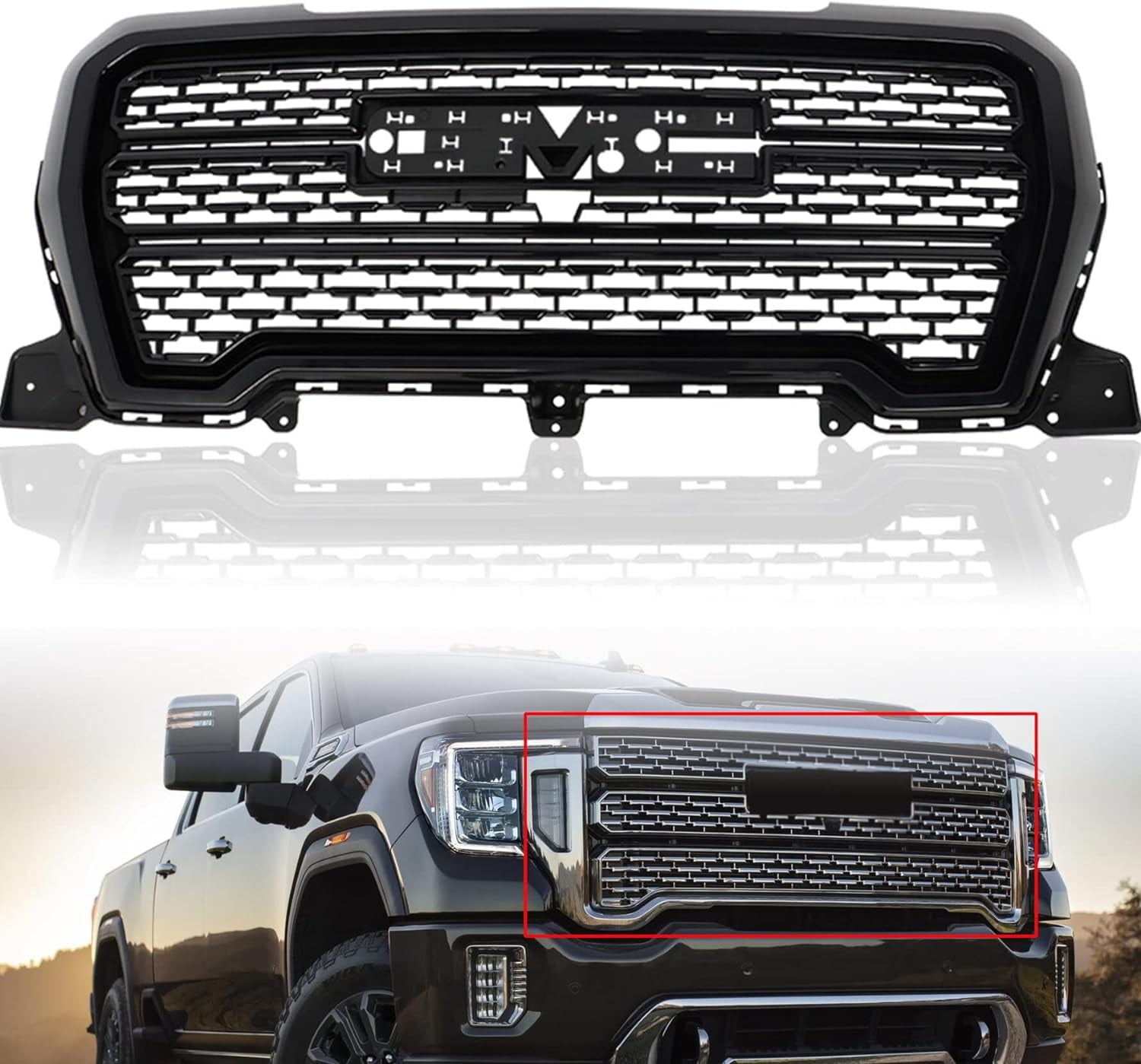 Grilles & Grille Guards - Mesh Front Bumper Upper Hood Grille Grill