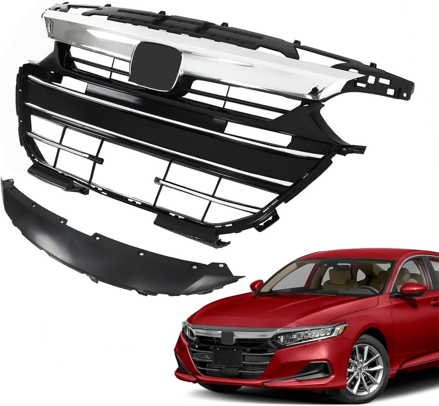 labwork Front Upper Lower Grilles and Bumper Cover 4Pcs Replacement for ...