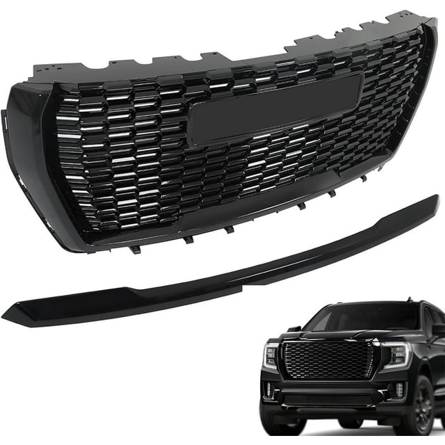 labwork Glossy Black Front Honeycomb Grille and Hood Molding Trim ...