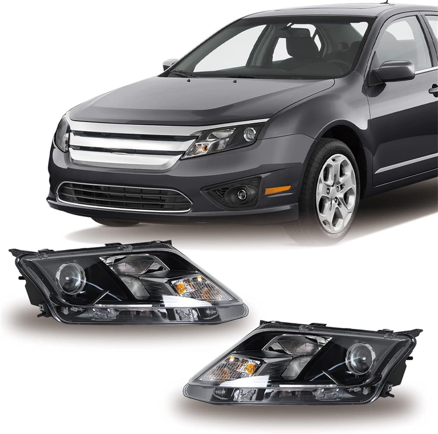 Lab Work Headlight Assembly Replacement, 2010-2012 Ford Fusion, Halogen ...