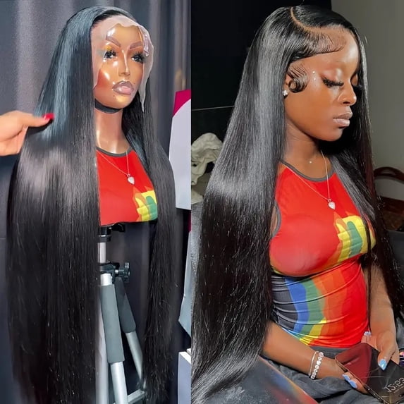 lace wig in stock 13x4 side part lace wig long straight hair - Walmart.com