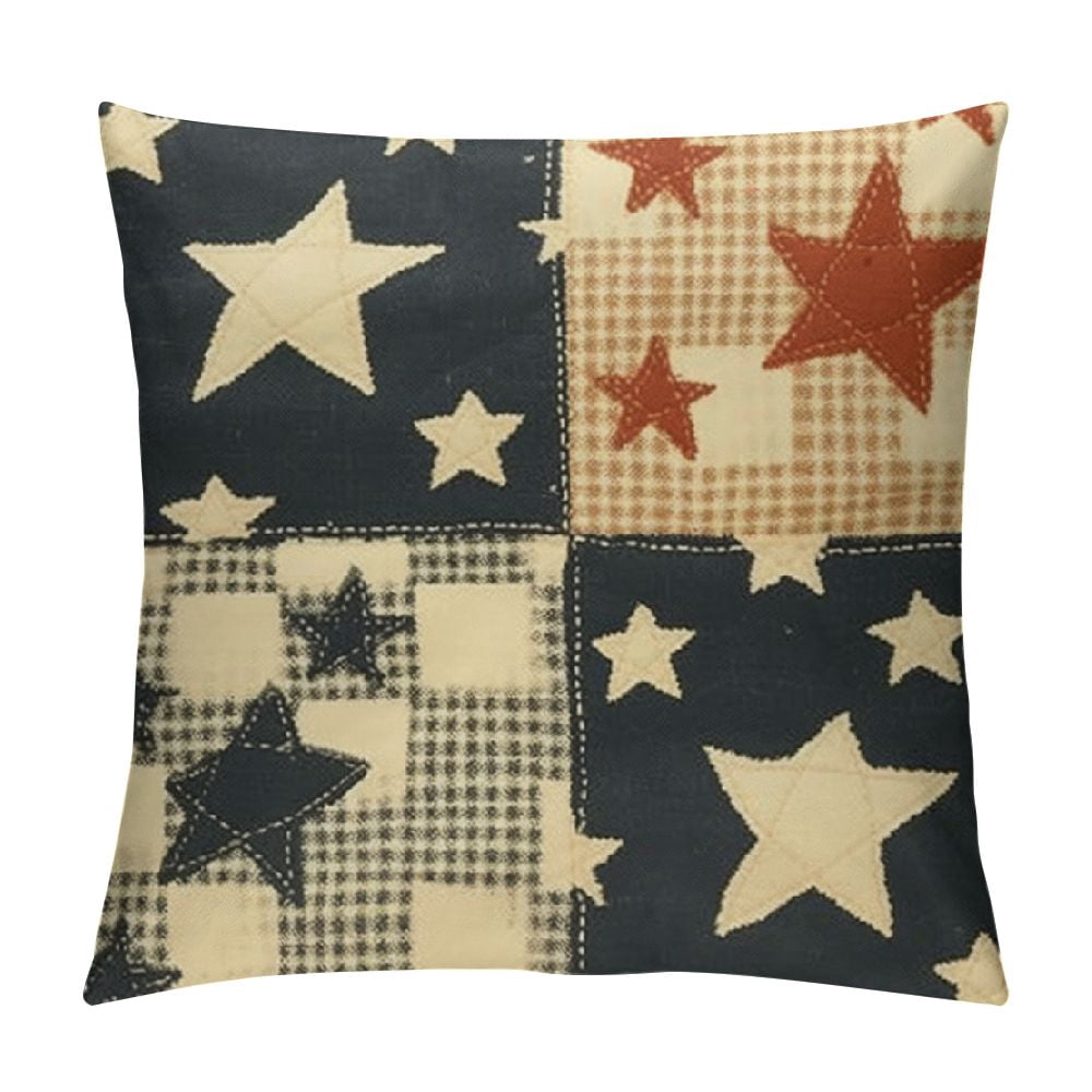 lack Check Star Pillow illow with Polyester Pillow Fill, Decorative Throw Pillow, Black Check ...