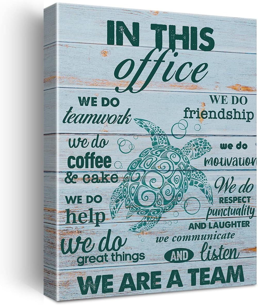 ladea Inspirational Teamwork Quote Print Canvas Teal Sea Turtle Office ...