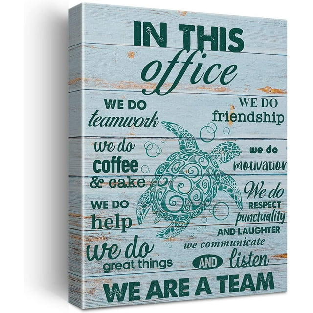 ladea Inspirational Teamwork Quote Print Canvas Teal Sea Turtle Office ...
