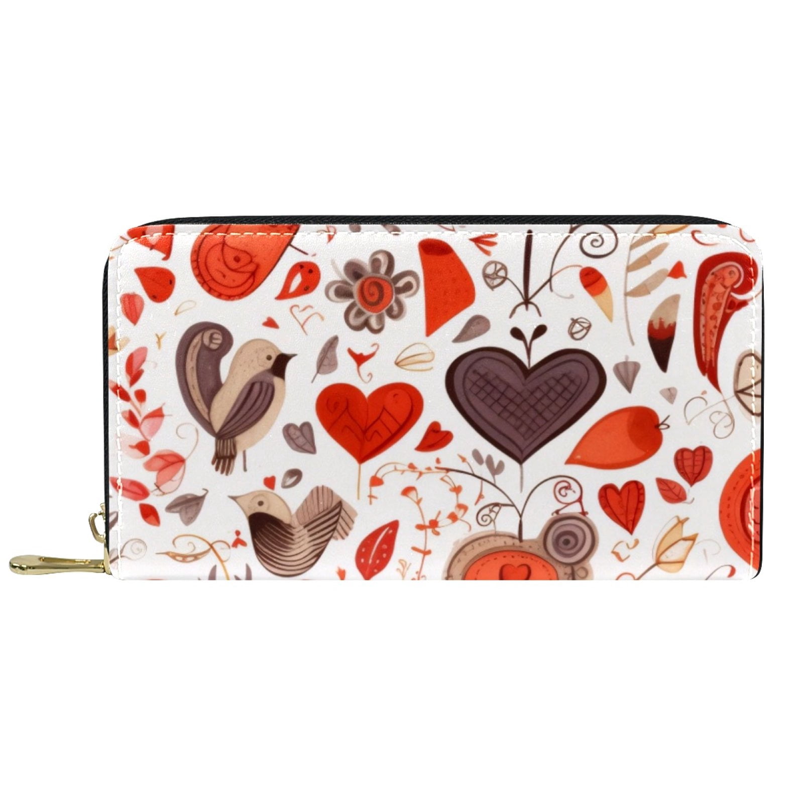 Ladies Leather Large Wallets with Zippeor for Women And Girls,Flower ...