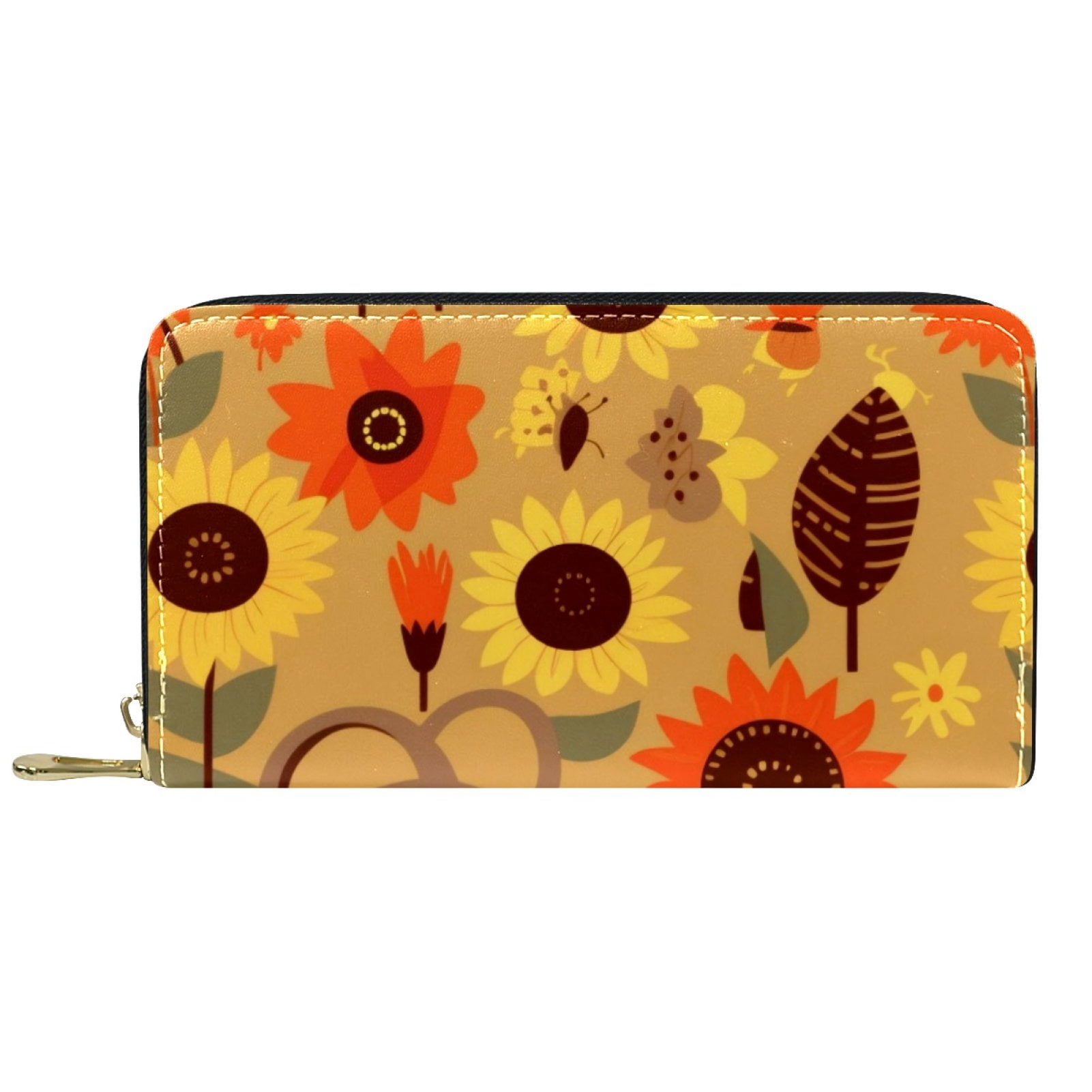 Ladies Leather Large Wallets with Zippeor for Women And Girls,Flower ...