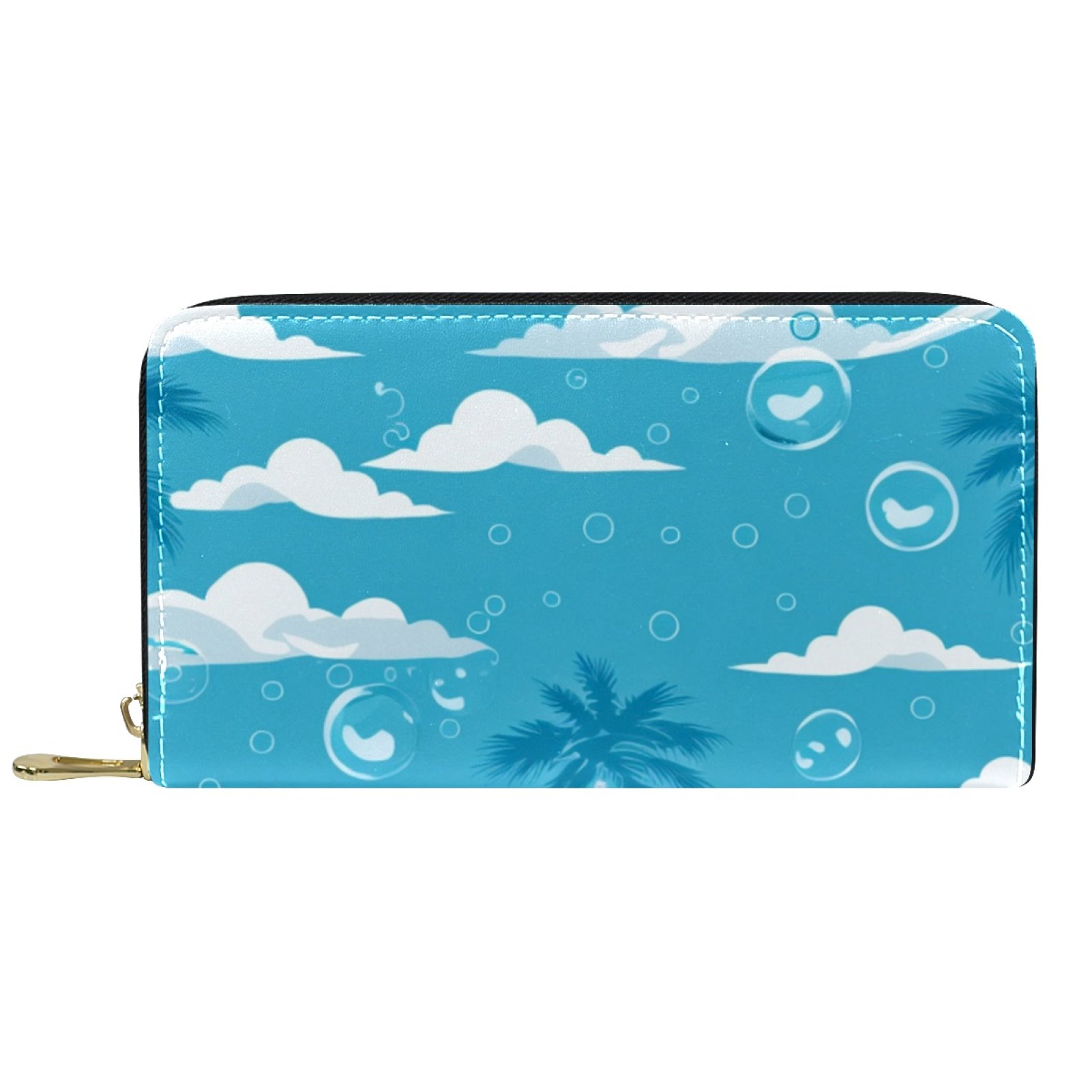 Ladies Leather Large Wallets with Zippeor for Women And Girls,Palm Tree ...