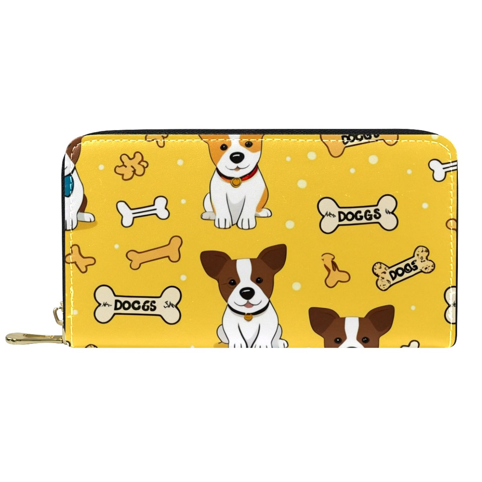 Ladies Leather Large Wallets with Zippeor for Women And Girls,Puppy Dog ...