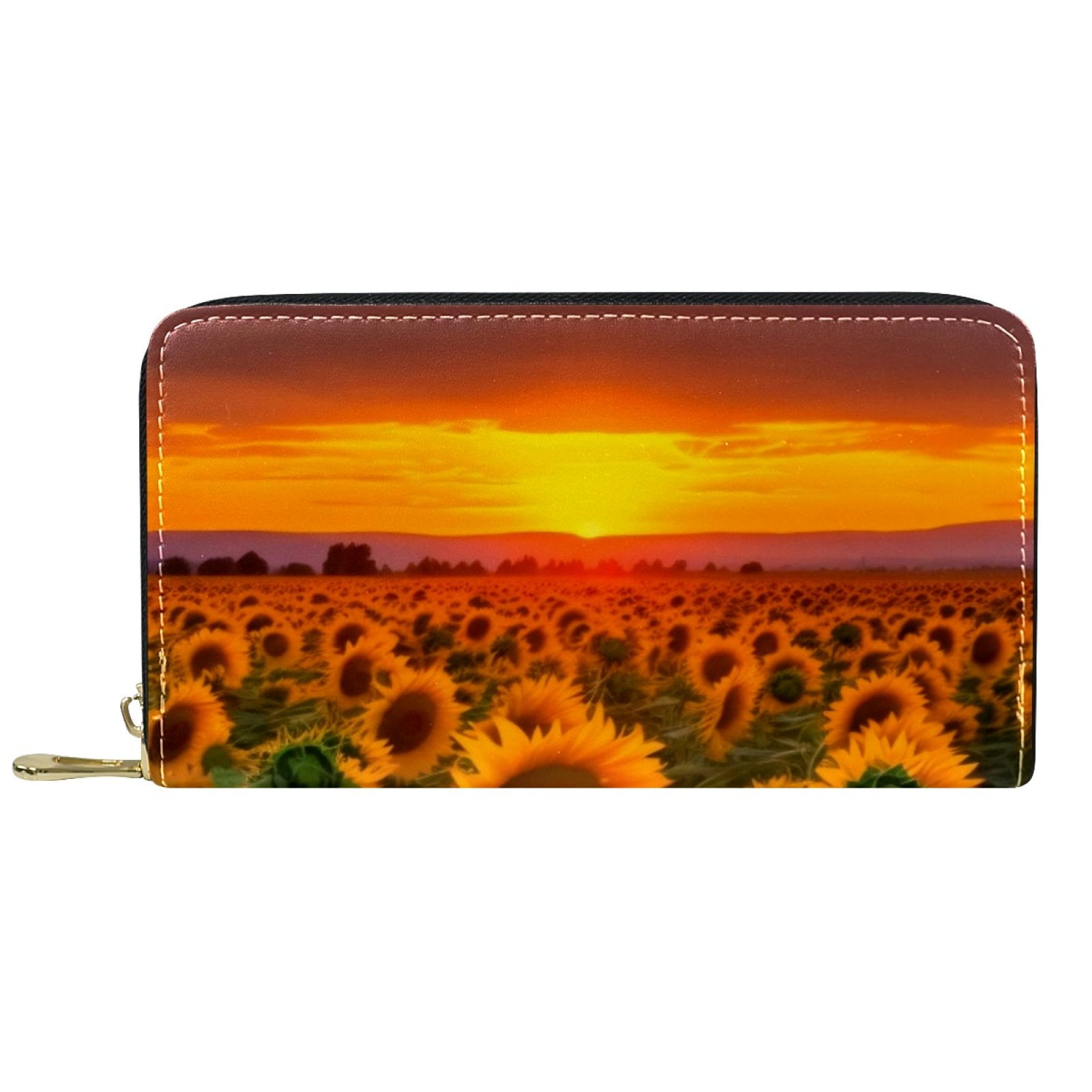Ladies Leather Large Wallets with Zippeor for Women And Girls,Sunset ...