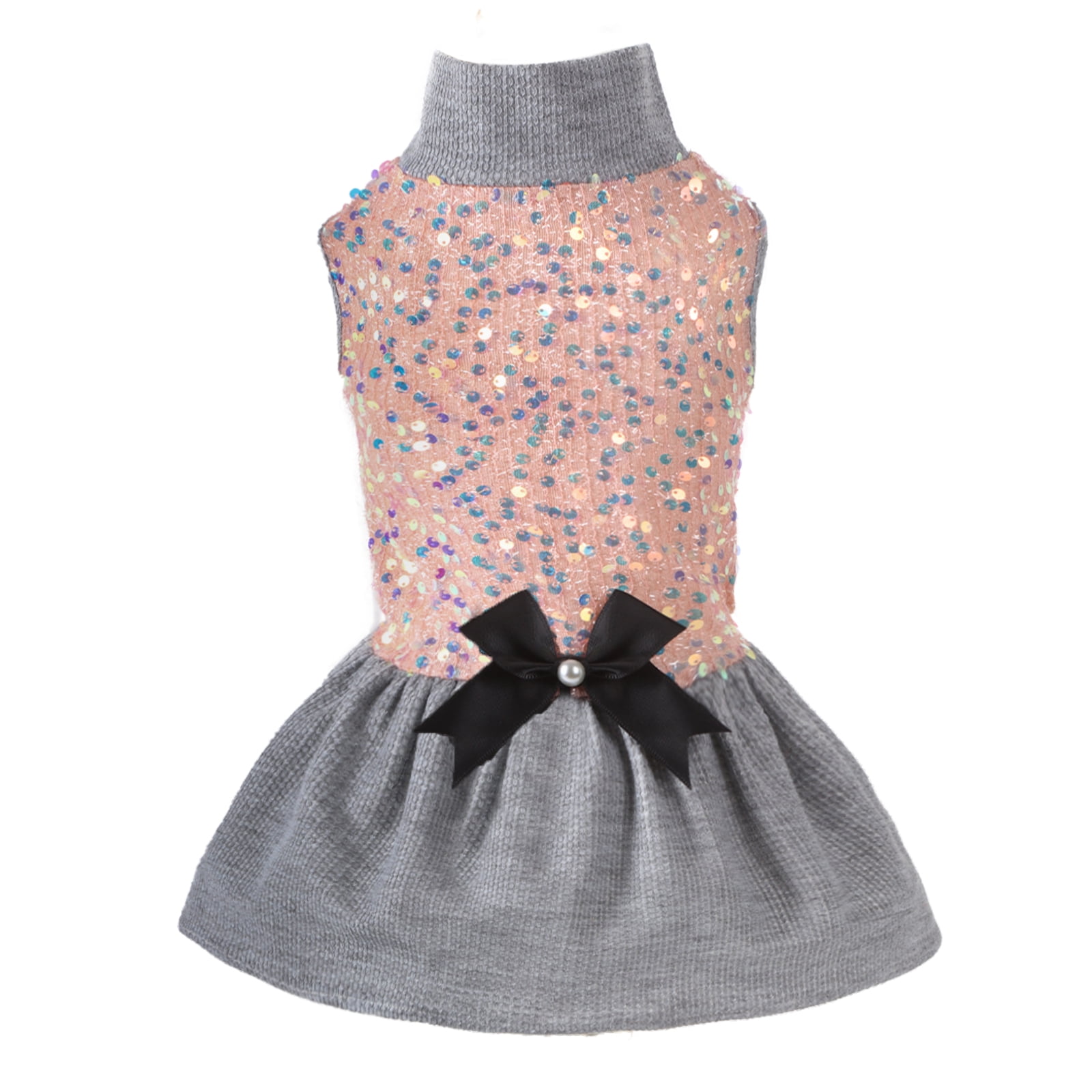 Laifug Metal Mesh Sequins Fancy Dog Dress with Pearl Bow Decor ...