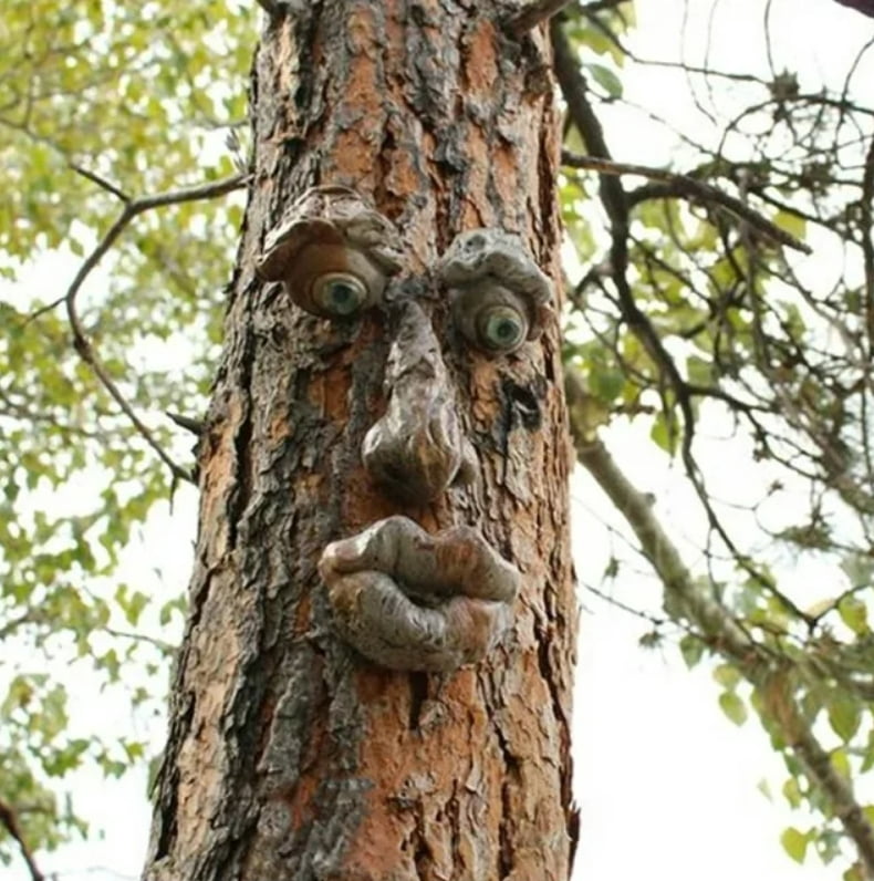 laimis Quirky Garden Ornament Realistic Resin Tree Monster Face for ...