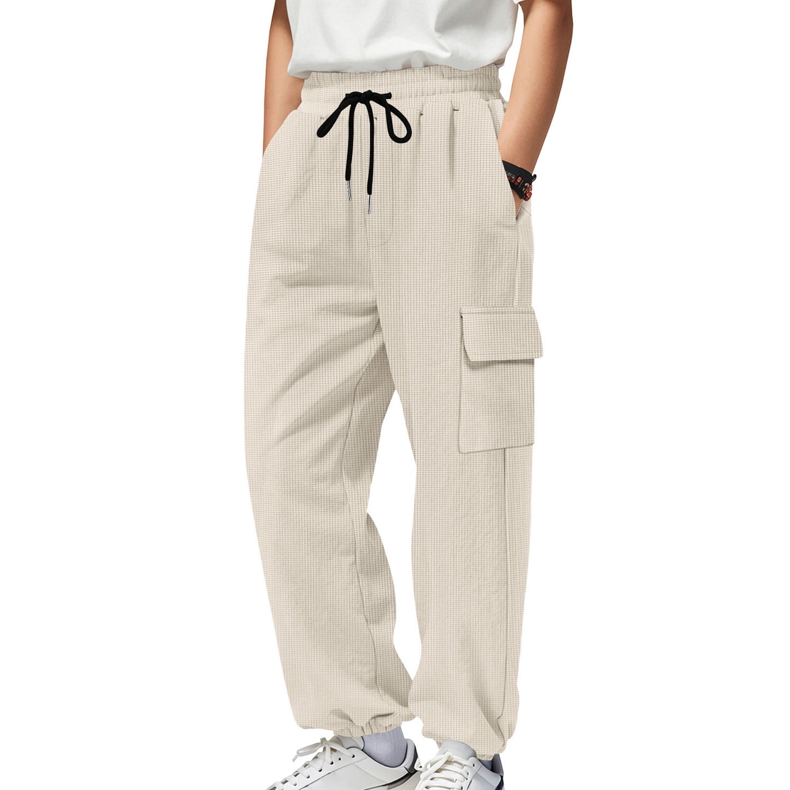 laiqvcdr Men's Waffle Texture Jogger Cargo Pants Tactical Style ...