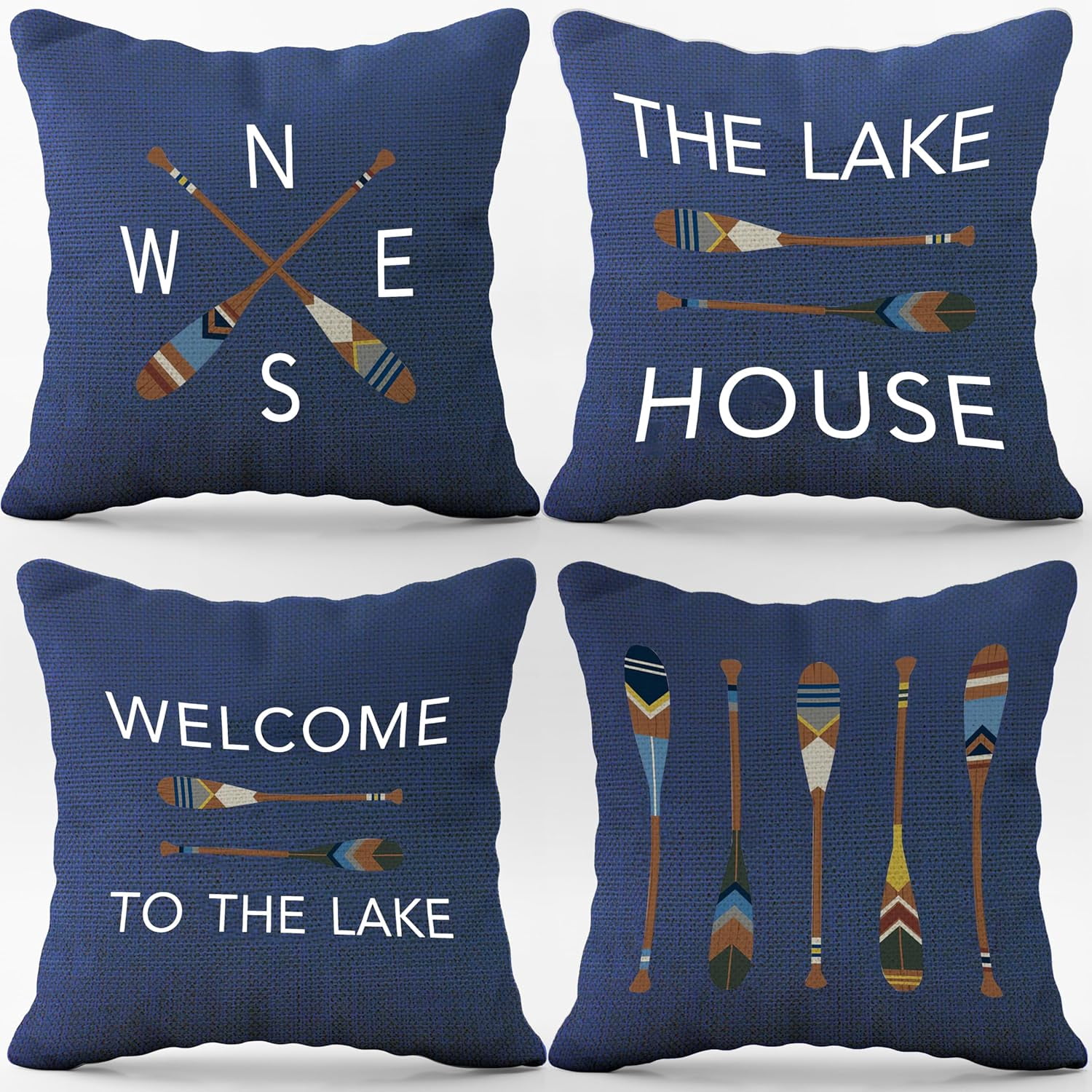 lake house decor lake pillows Case 18 x 18 Inch Set of 4, Lake Paddle ...