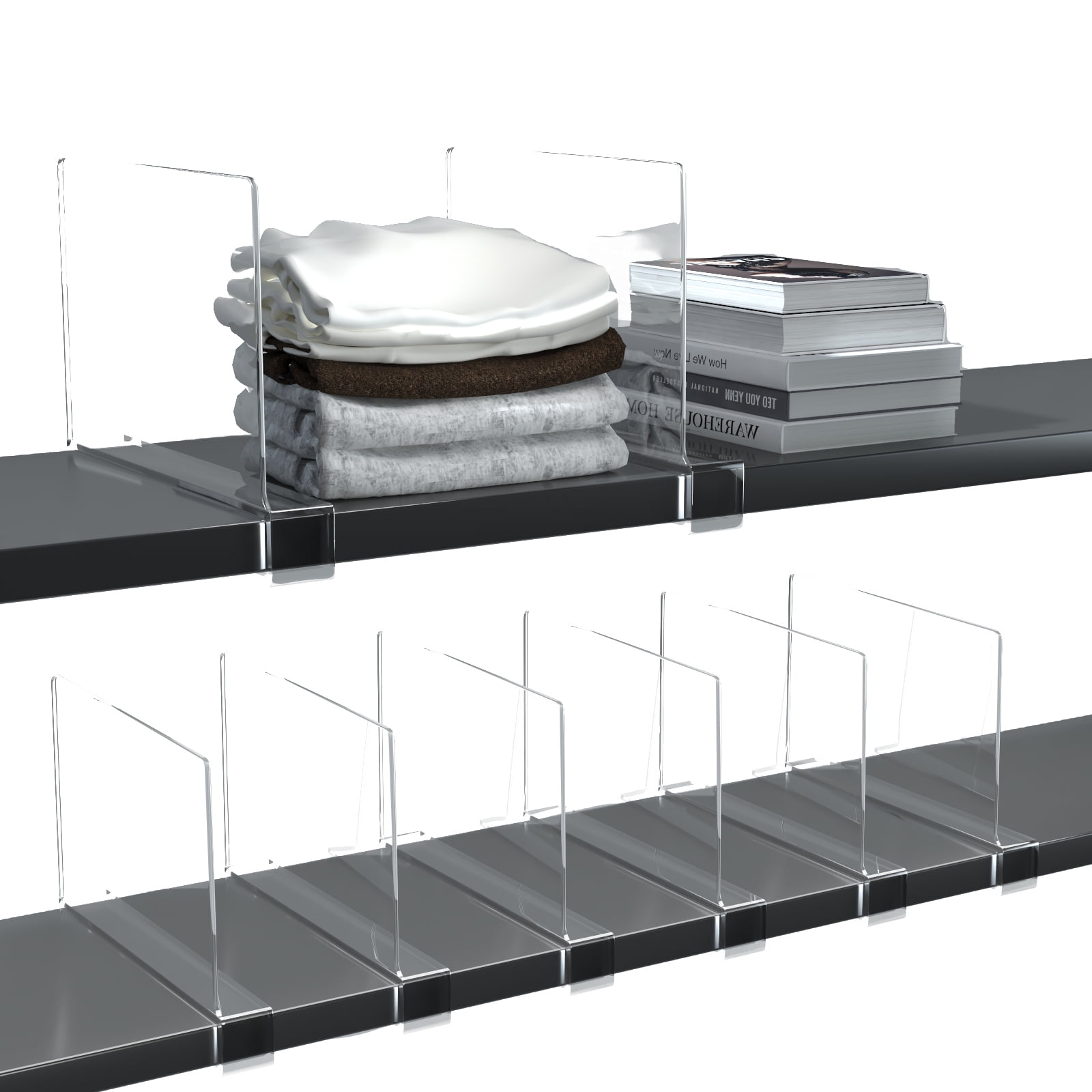 lamsexx 6 Pack Acrylic Shelf Dividers,Clear Shelf Dividers for Closet ...